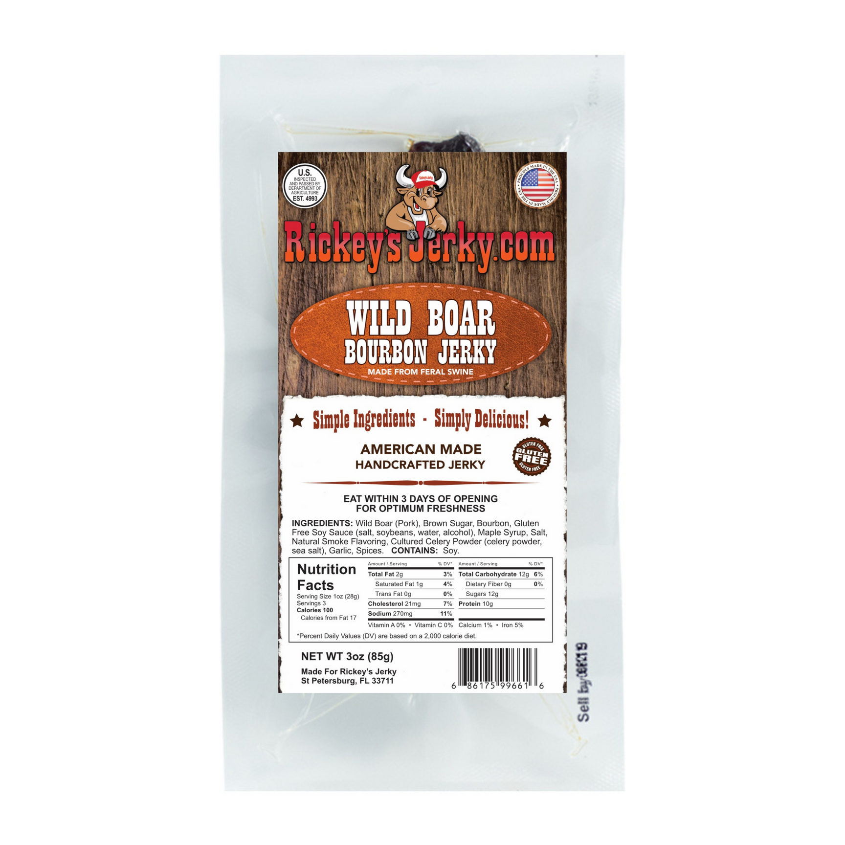 Wild Boar Bourbon Jerky – Rickey's Jerky