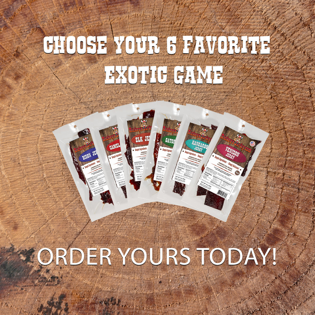 6 PACK EXOTICS (you pick the meat) – Rickey's Jerky